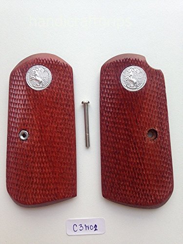 New Colt 1903 1908 Grips Silver Medallion Checkered Hardwood Handmade ...