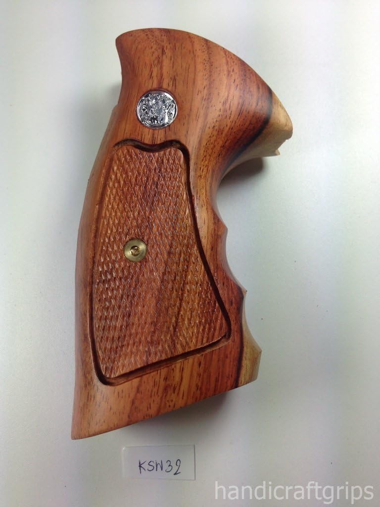 Smith & Wesson K/l Frame Square Butt Revolver Grips Hardwood Checkered ...