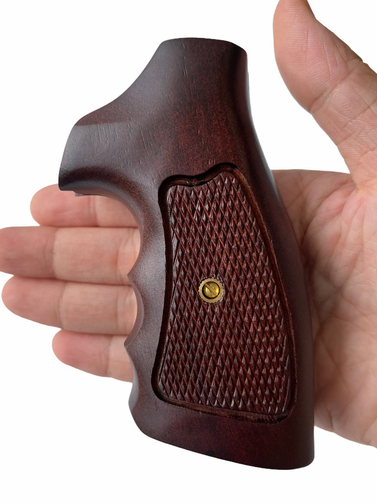 New Rossi Small Frame Square Butt Revolver Grips Checkered Hardwood Ha ...