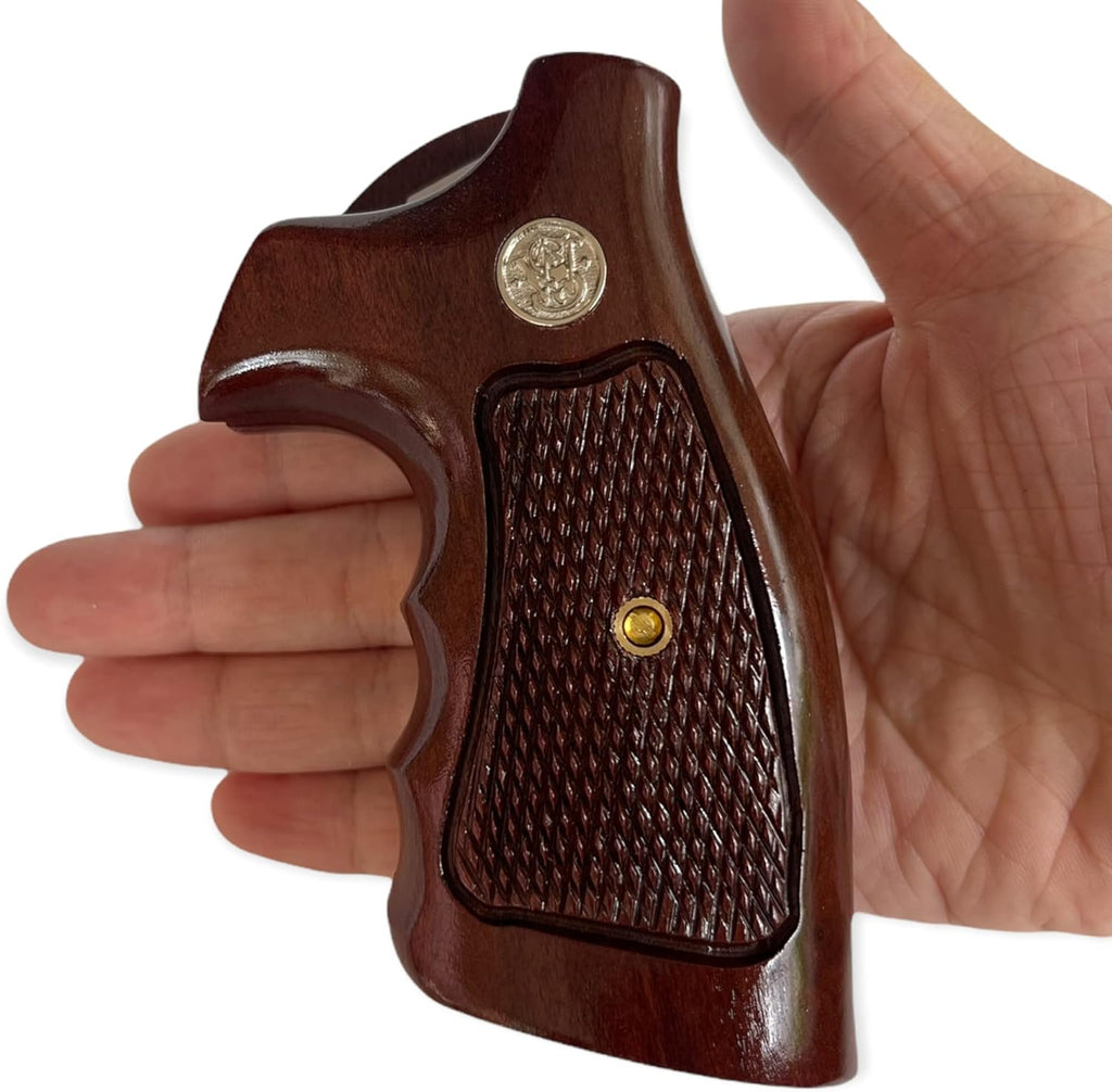 Smith & Wesson K/l Frame Square Butt Revolver Grips Hardwood Finger Gr ...